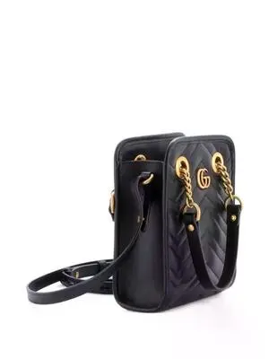 Gucci Gg Marmont Handle Matelasse Leather Mini Crossbody Bag