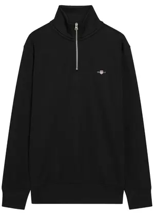 Gant Half-zip Cotton-blend Sweatshirt - Black