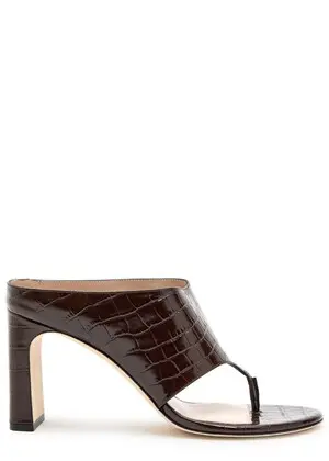 STUART WEITZMAN Babette 85 Crocodile-effect Leather Sandals