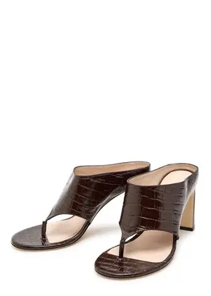 STUART WEITZMAN Babette 85 Crocodile-effect Leather Sandals