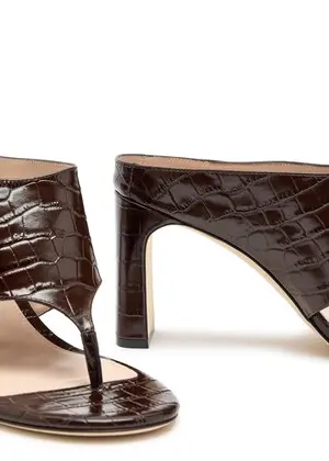 STUART WEITZMAN Babette 85 Crocodile-effect Leather Sandals
