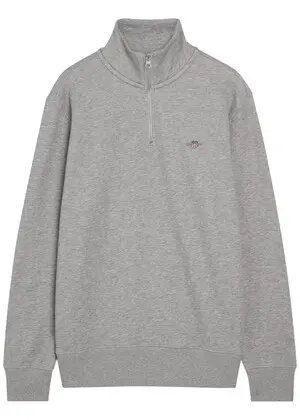 Gant Half-zip Cotton-blend Sweatshirt - Grey