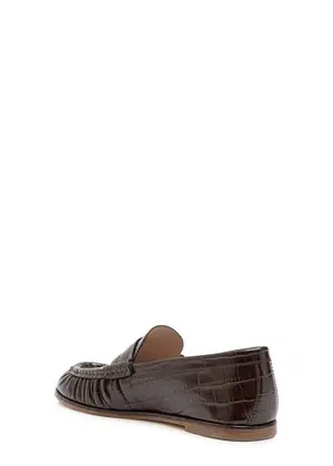 STUART WEITZMAN Spencer Crocodile-effect Leather Loafers
