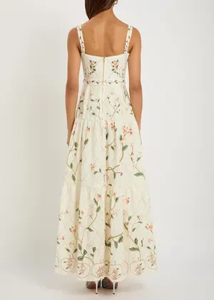 Agua Bendita Lima Floral-print Linen Maxi Dress