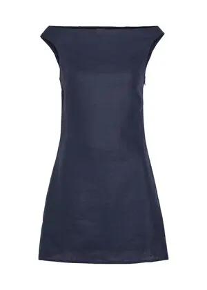 FAITHFULL THE BRAND Ilride Wide-neck Linen Mini Dress