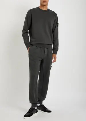 Stone Island Logo Tapered-leg Cotton Sweatpants