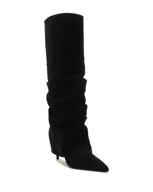 Schutz Mikki Up Cloak Suede Knee High Boots - Black