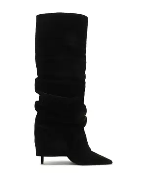 Schutz Mikki Up Cloak Suede Knee High Boots - Black