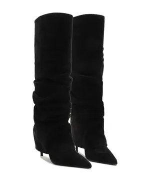 Schutz Mikki Up Cloak Suede Knee High Boots - Black
