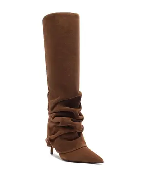 Schutz Mikki Up Cloak Suede Knee High Boots - Brown