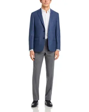 Bloomingdale'S Classic Melange Hopsack Solid Wool Jacket - Blue
