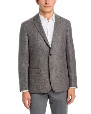 Bloomingdale'S Classic Melange Hopsack Solid Wool Jacket Brown