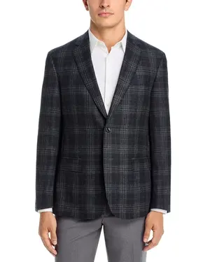 Bloomingdale'S Classic Flannel Plaid Wool Jacket