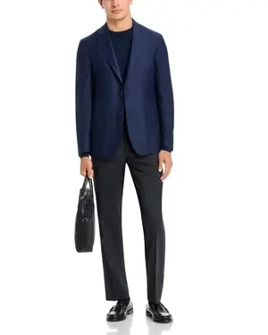 Bloomingdale'S Textured Weave Wool Blend Extra Soft Jacket - Navy