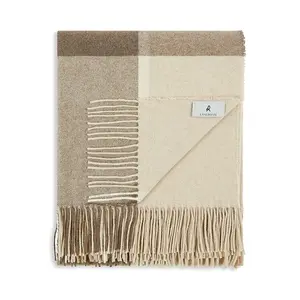 LANEROSSI Everest Plaid Cashmere Throw Blanket - Beige