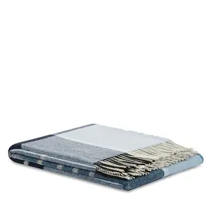 LANEROSSI Everest Plaid Cashmere Throw Blanket - Blue