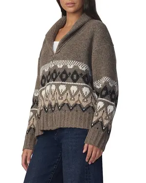 Joe's Jeans The Inga Fair Isle Zip Front Cardigan - Olive Multi