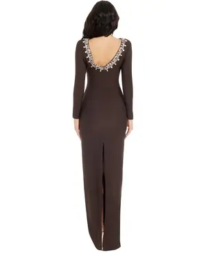 Dress The Population Anne Long Sleeve Jewel Neck Gown