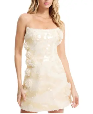 Dress The Population Amity Strapless 3d Floral Rosette Dress