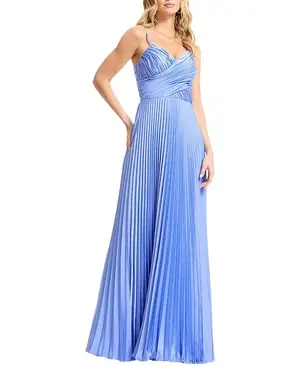 Dress The Population Sweetheart Spaghetti Strap Pleated Gown Sky