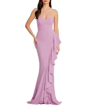 Dress The Population Paris Strapless Sweetheart Cascade Ruffle Gown