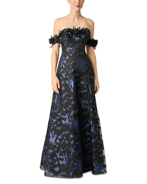 Aidan Mattox Embellished Organza Jacquard Ballgown