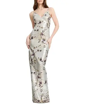 Dress The Population Cammie V-neck Floral Sequin Mermaid Gown - Pearl Multi