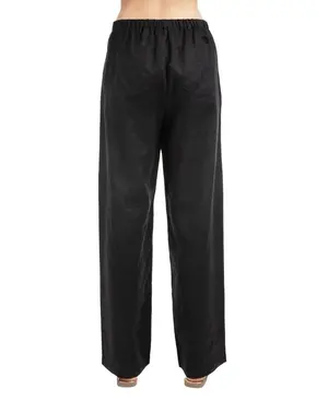 ELLE COLLECTION Linen Drawcord Pant - Black