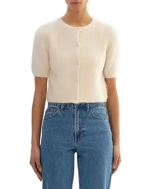 LAMARQUE Kendra Cropped Alpaca Blend Cardigan Sweater