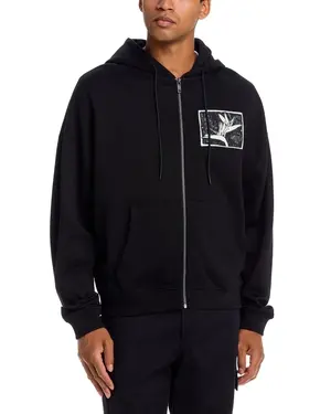 Hugo Darishood Cotton Logo Graphic Drawstring Hoodie