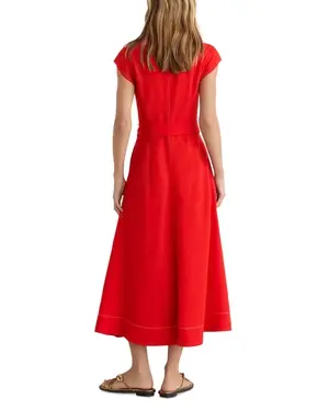 REISS Belted Short Sleeve Midi Dress