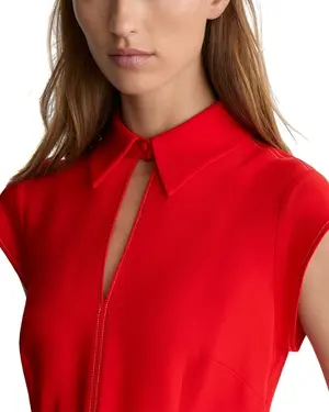 REISS Belted Short Sleeve Midi Dress
