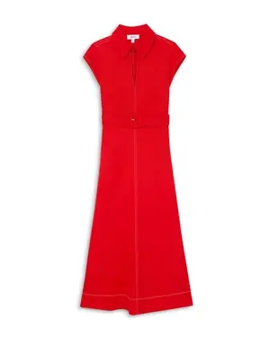 REISS Belted Short Sleeve Midi Dress
