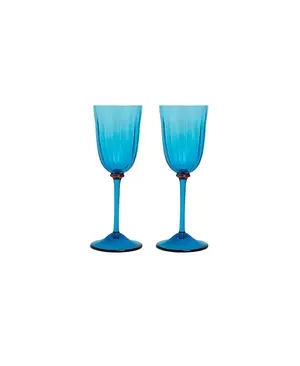 La DoubleJ Wine Rainbow Glasses, Set Of 2, 9.25 X 3.35 - Turquoise