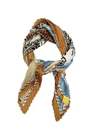 WILD COSMOS Lara Plissé Petit Scarf - Brown