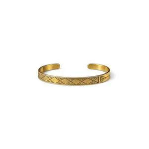 ORIAKU STUDIO Akal Engraved Bracelet Minimalist Adjustable Artisanal Brass Handcrafted In Morocco - Gold