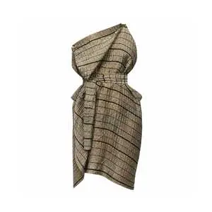 STUART TREVOR Pirate Metallic Stripe Textured Dress