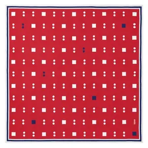 SQUAÏR Blue / White / Red Syntax Red Square Silk Scarf - Blue/white/red