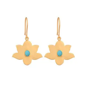 OPIUM JEWELS Water Lotus Earrings With Turquoise - Gold/blue