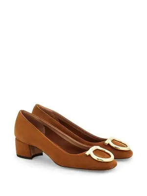 FERRAGAMO Suede Leather Pumps - Brown
