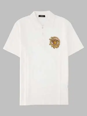 Versace Embroidered Medusa Polo Shirt - White
