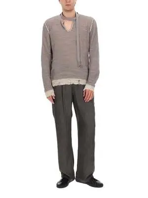 DIESEL® Distressed Knit Pullover Sweater - Grey