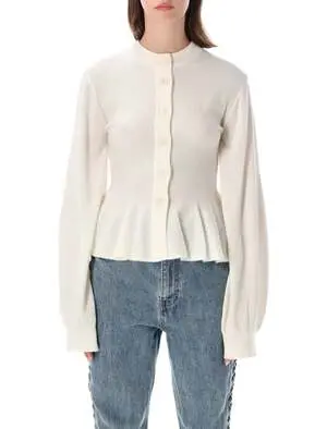 ROTATE BY BIRGER CHRISTENSEN Peplum Button-front Knit Cardigan