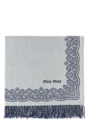 Miu Miu Cotton Beach Towel 90 Cm X 146 Cm - White