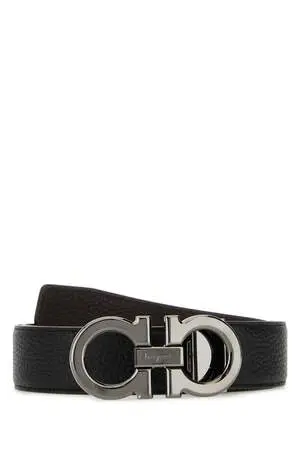 FERRAGAMO Reversible Leather Belt, 3.5 Cm Width - Black