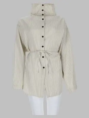 ALYSI High-neck Belted Button-front Shirt