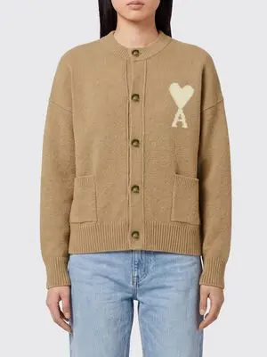 AMI Paris Relaxed Fit Wool And Alpaca Blend Cardigan - Beige