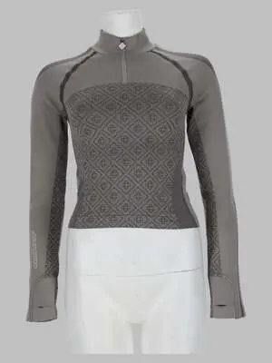 Casablanca Monogram Half-zip Mock Neck Long Sleeve Top