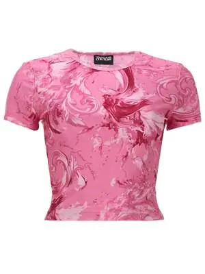 Versace Printed Fitted Crop Top