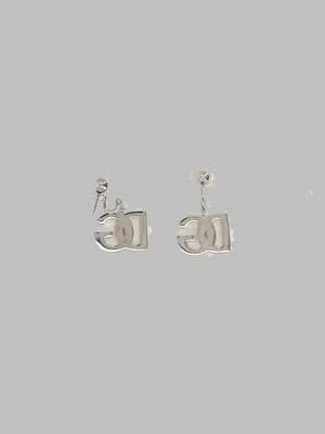 Dolce & Gabbana Logo Drop Earrings - Silver